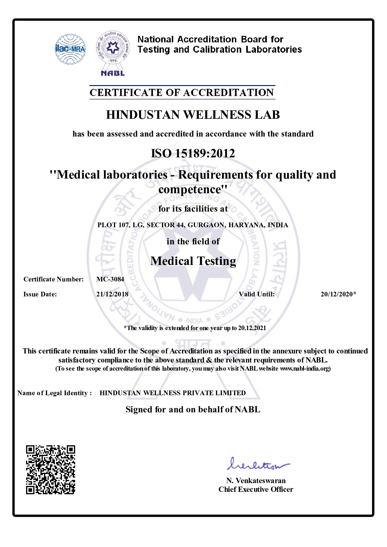 ISO Certified and NABL Accredited Diagnostic Lab - Hindustan Wellness